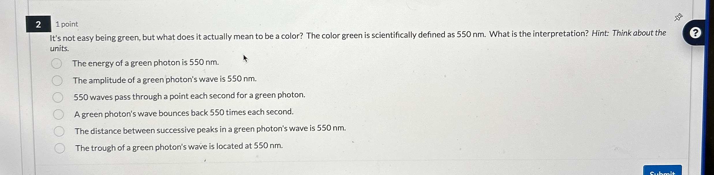 Solved 2 1 ﻿pointits Not Easy Being Green But What Does It 