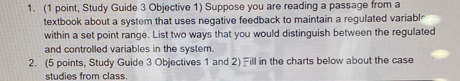 Solved (1 ﻿point, Study Guide 3 ﻿Objective 1) ﻿Suppose you | Chegg.com
