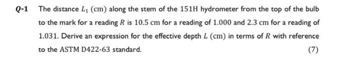 Solved Q-1 The distance L₁ (cm) along the stem of the 151H | Chegg.com