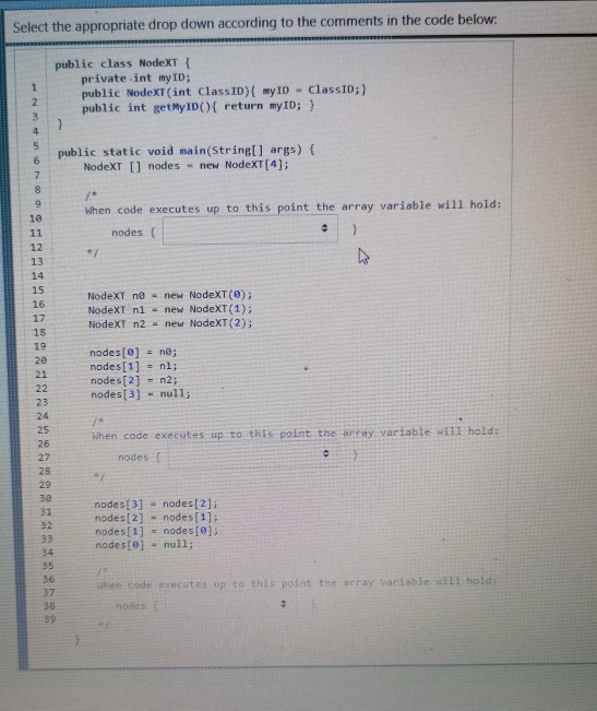 Solved Select the appropriate drop down according to the | Chegg.com
