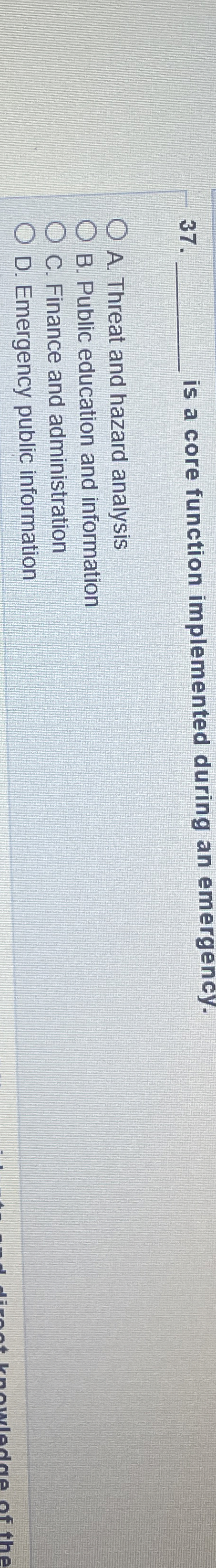 Solved 3 ﻿is a core function implemented during an | Chegg.com