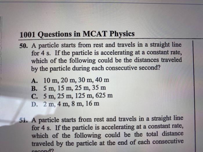 Solved 1001 Questions in MCAT Physics 50. A particle starts | Chegg.com