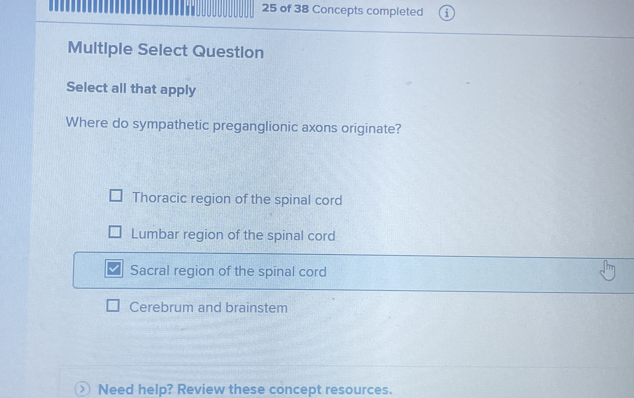Solved 25 ﻿of 38 ﻿Concepts completed(i)Multiple Select | Chegg.com