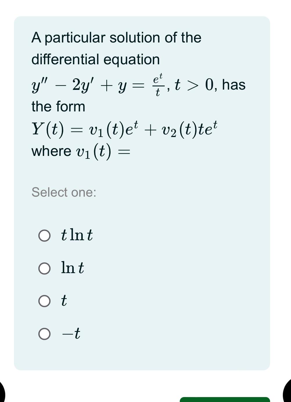 Solved A particular solution of the differential equation | Chegg.com