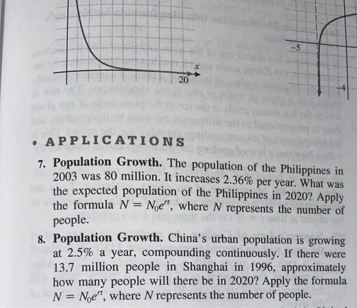 Solved - 5 20 • APPLICATIONS 7. Population Growth. The | Chegg.com