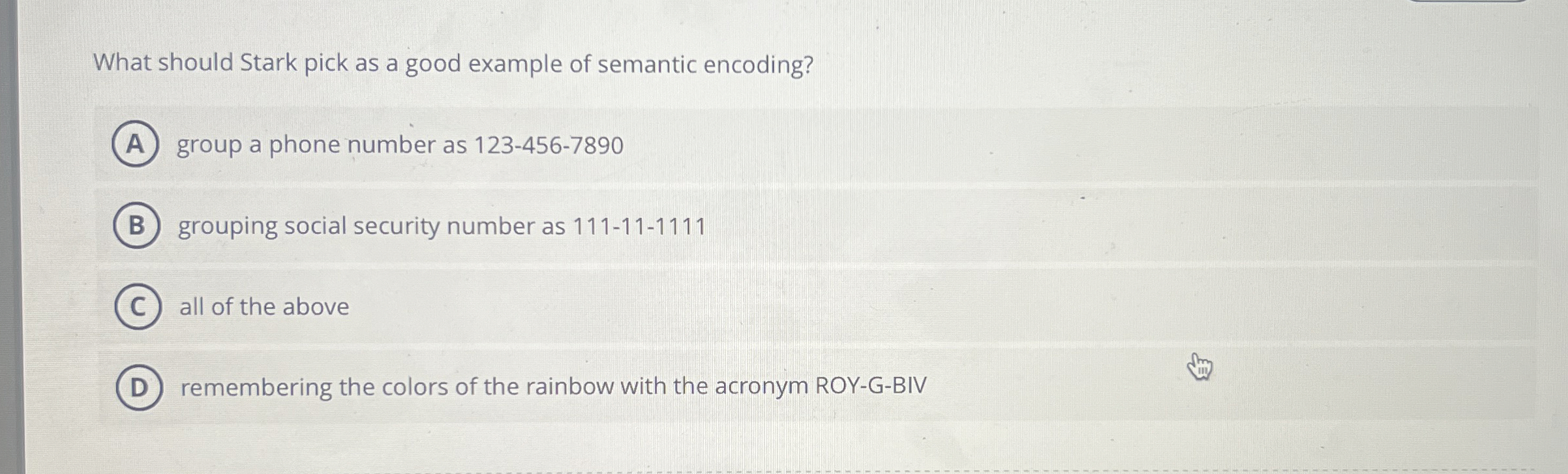 Solved What should Stark pick as a good example of semantic | Chegg.com