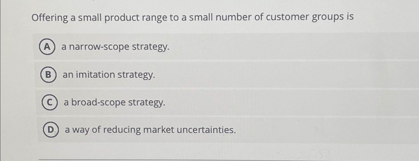 Solved Offering a small product range to a small number of | Chegg.com