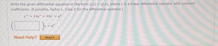 Solved Write the given differential equation in the form | Chegg.com