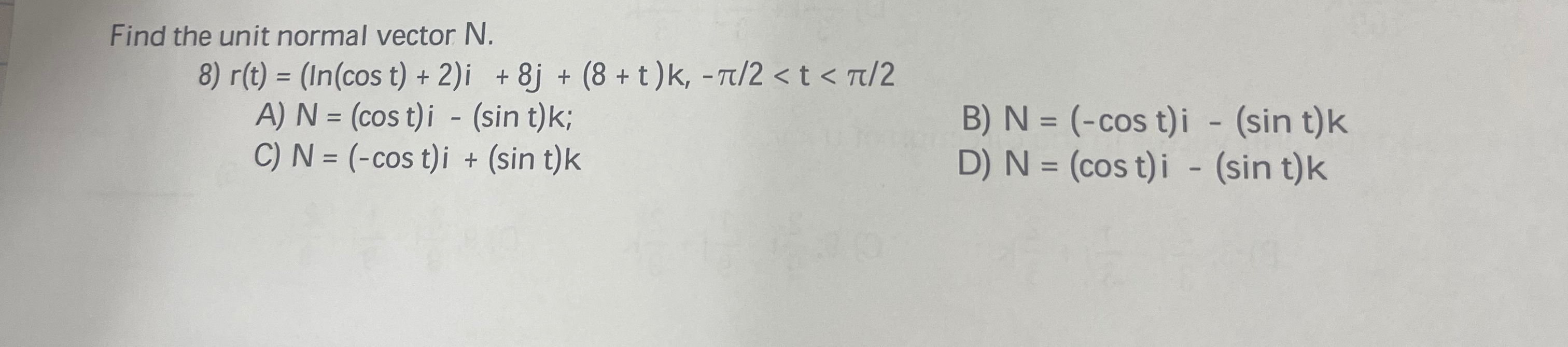 Solved Find the unit normal vector | Chegg.com