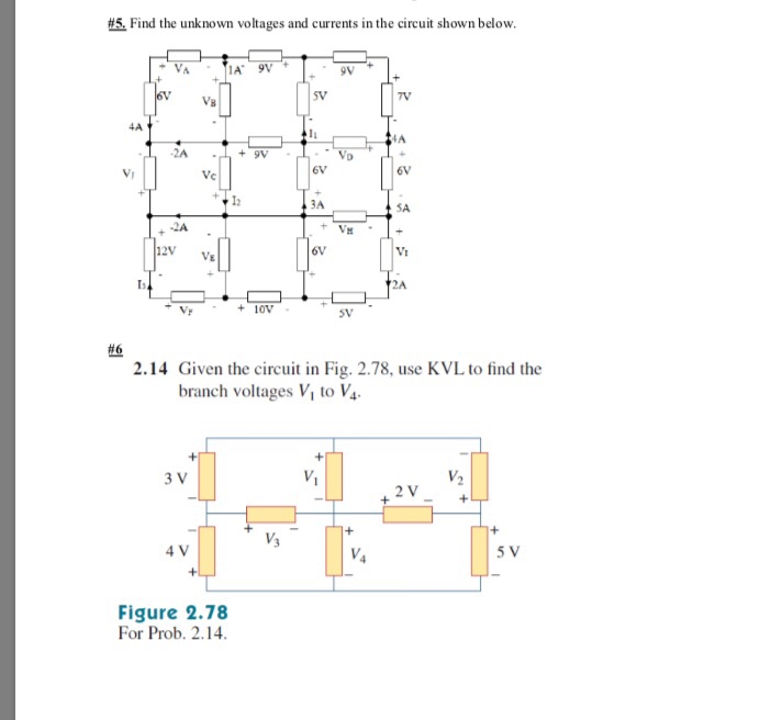 Solved #5. Find the unknown voltages and currents in the | Chegg.com