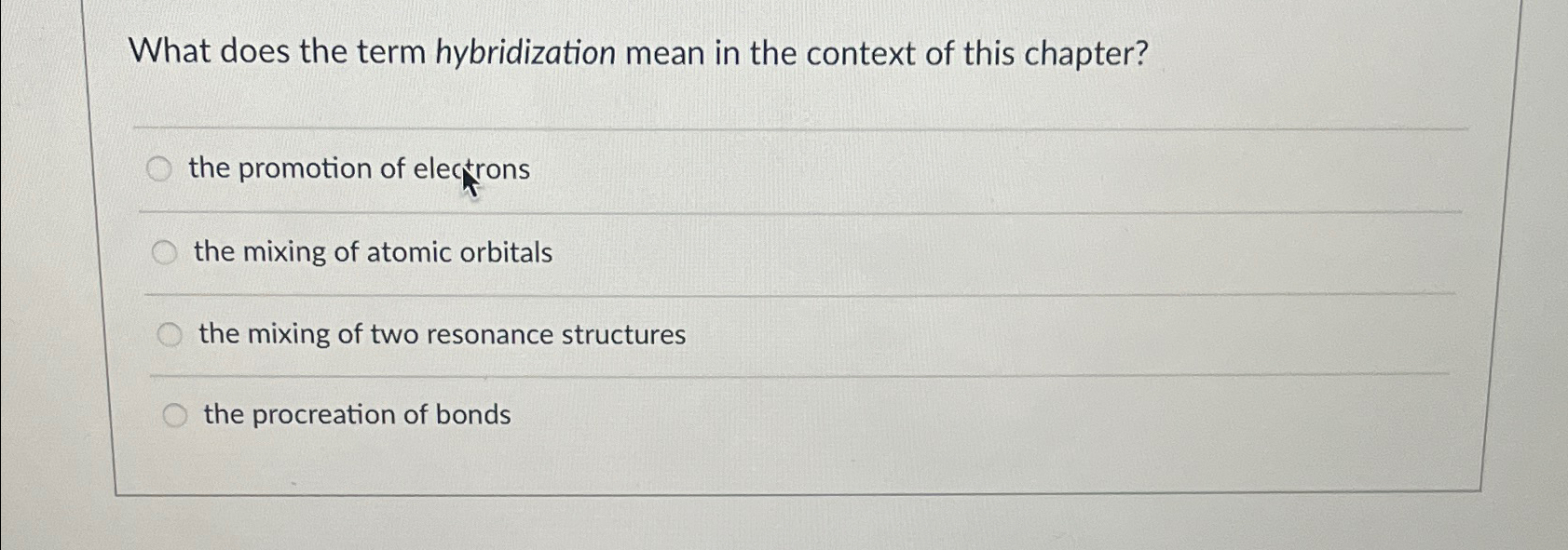 Solved What does the term hybridization mean in the context | Chegg.com