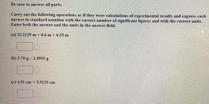 Solved Be sure to answer all parts. Carry out the following | Chegg.com