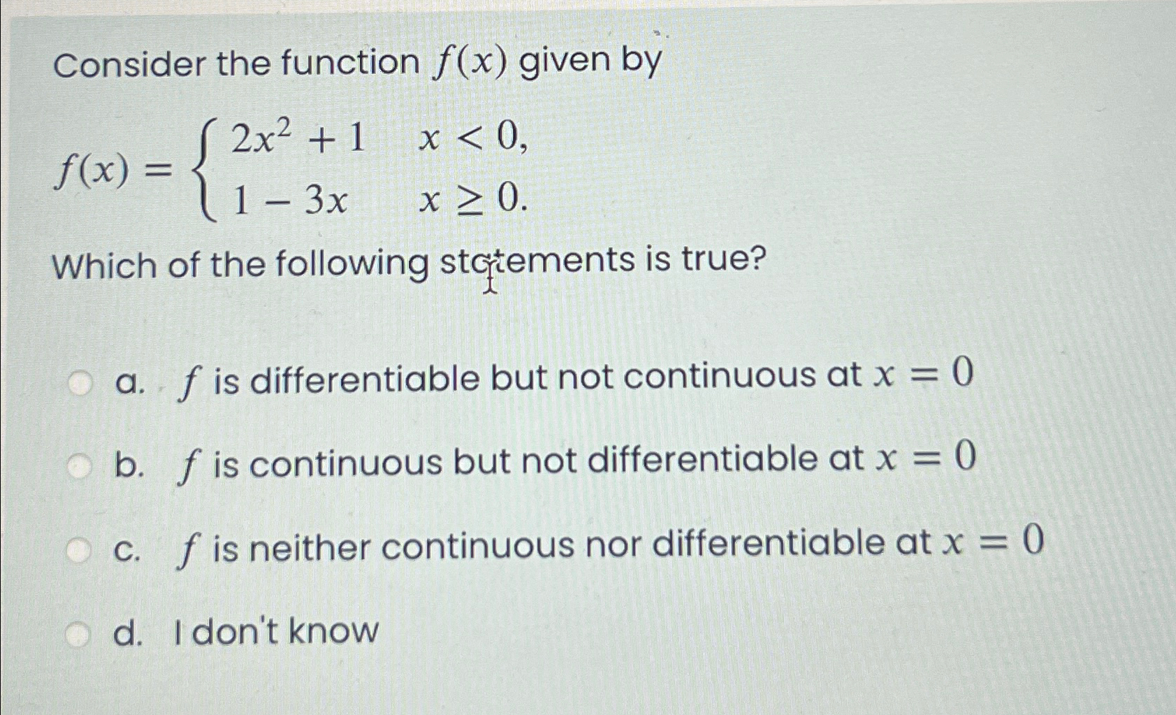 Solved Consider the function f(x) ﻿given | Chegg.com