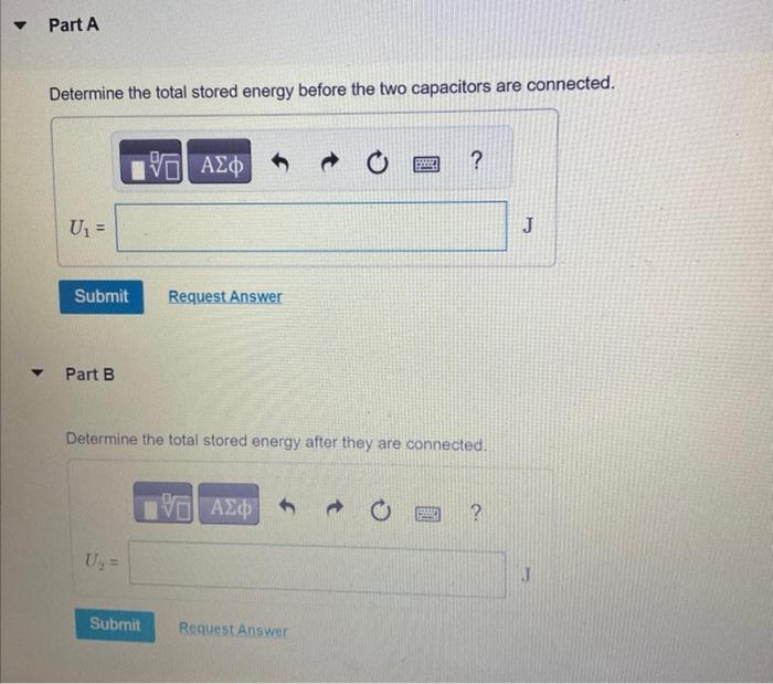 Solved Determine the total stored energy before the two | Chegg.com