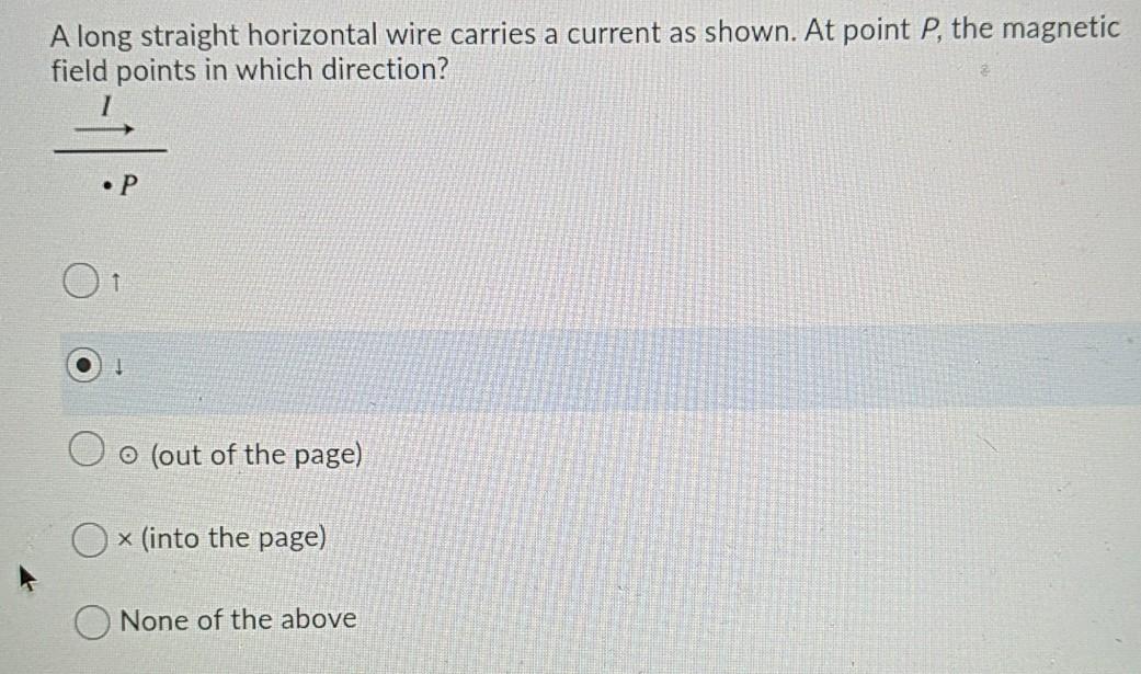Solved A long straight horizontal wire carries a current as | Chegg.com