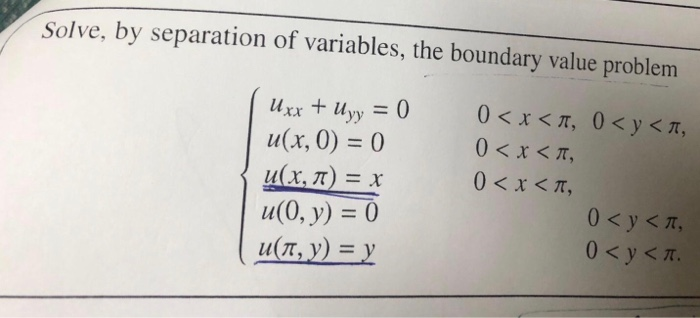 Solved Solve, by separation of variables, the boundary value | Chegg.com