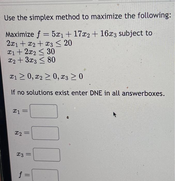 Solved Use the simplex method to maximize the following: | Chegg.com