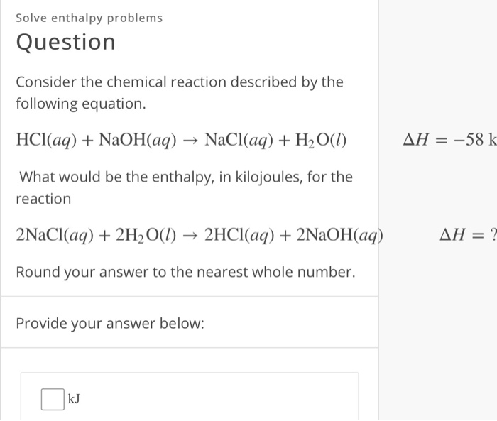 Solved Solve enthalpy problems Question Consider the | Chegg.com