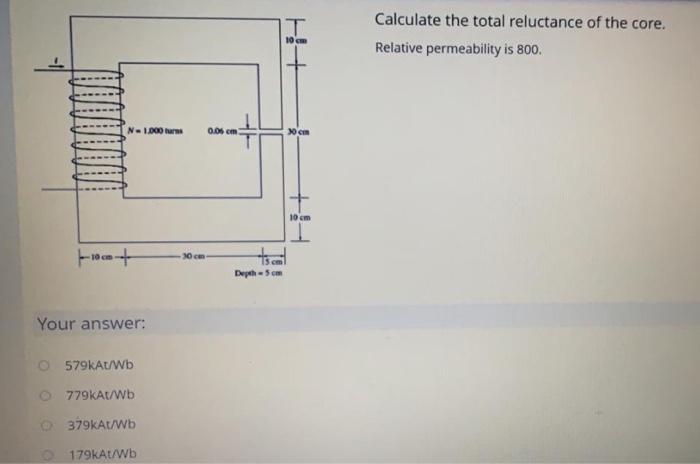 Solved T Calculate the total reluctance of the core. | Chegg.com