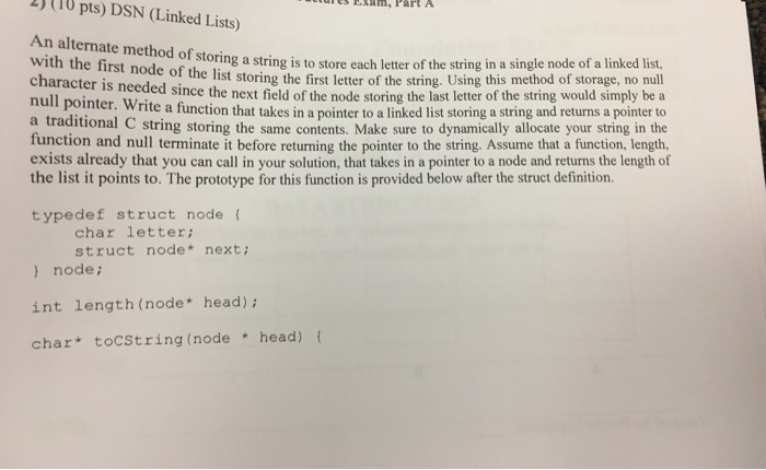 Solved Pts Dsn Linked Lists Art A An Alternate Method Of 9149