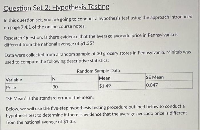 Solved Question Set 2 Hypothesis Testing In This Question 8883