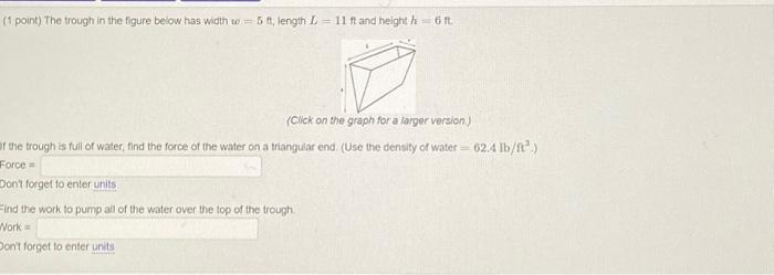 (1 point) The trough in the figure below has width | Chegg.com