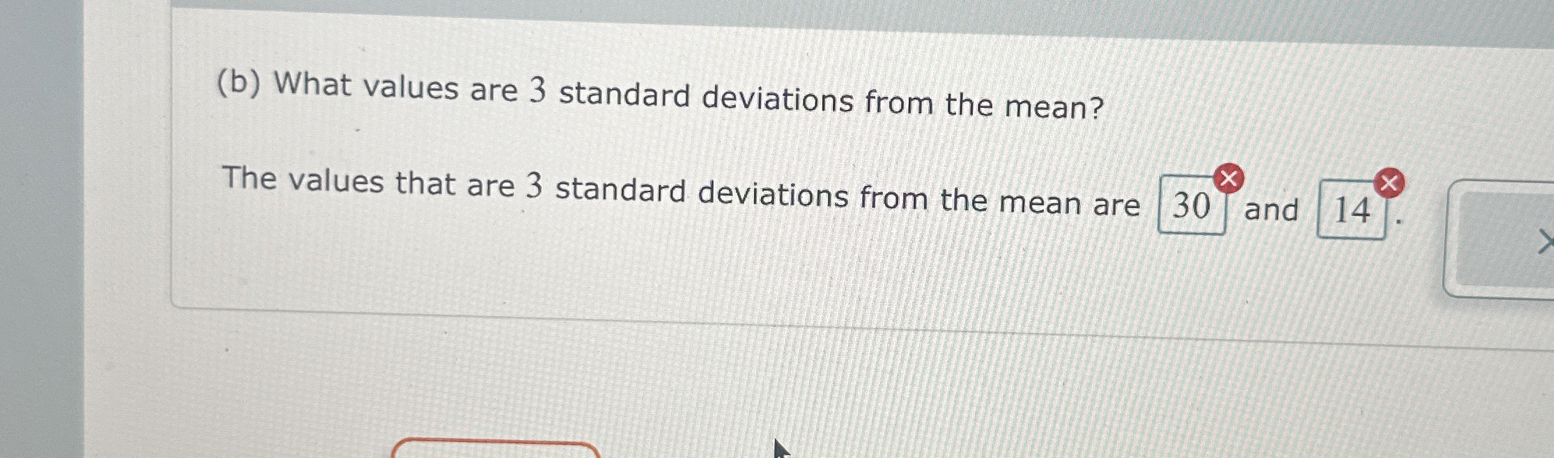 (b) ﻿What values are 3 ﻿standard deviations from the | Chegg.com