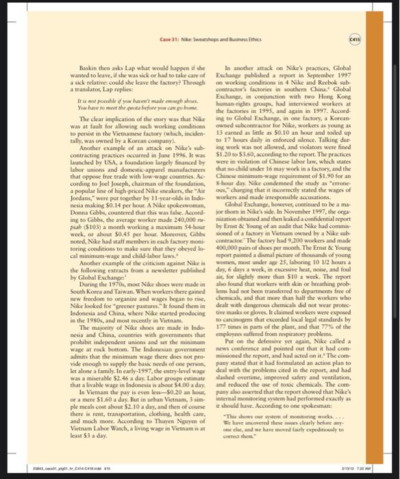 Solved CASE 31 Nike: Sweatshops and Business Ethics Charles | Chegg.com