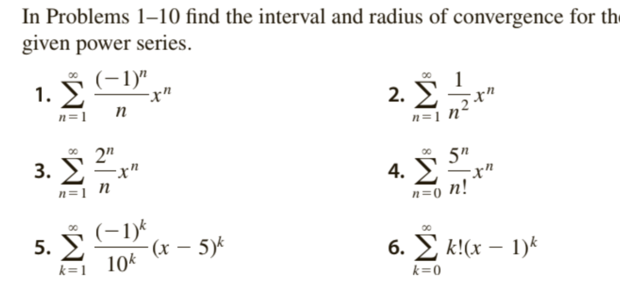 Solved In Problems 1-10 ﻿find the interval and radius of | Chegg.com