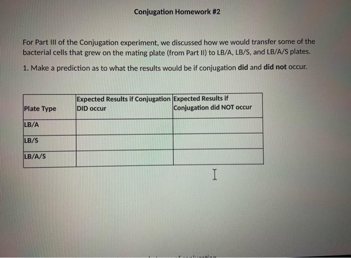 Solved this is based on conjugation experiment where E. coli | Chegg.com