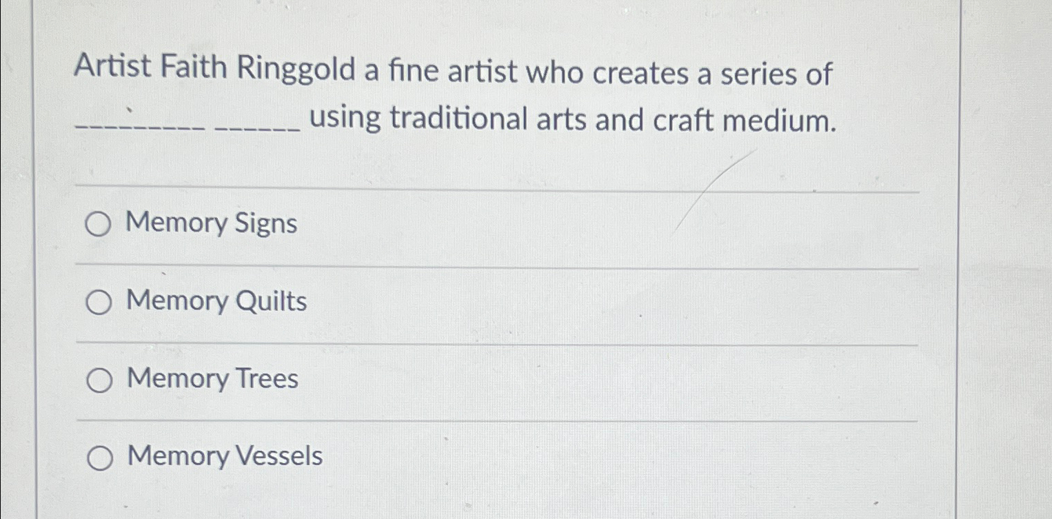 Solved Artist Faith Ringgold a fine artist who creates a | Chegg.com