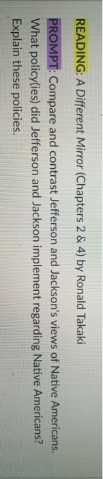 READING: A Different Mirror (Chapters 2 & 4) by | Chegg.com