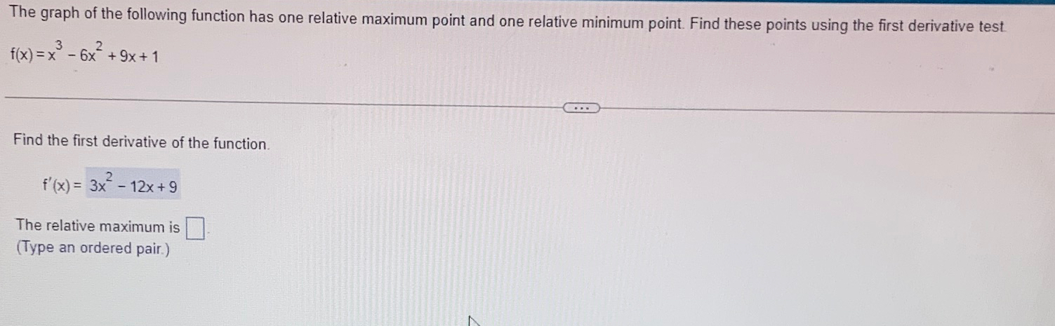 Solved The graph of the following function has one relative | Chegg.com