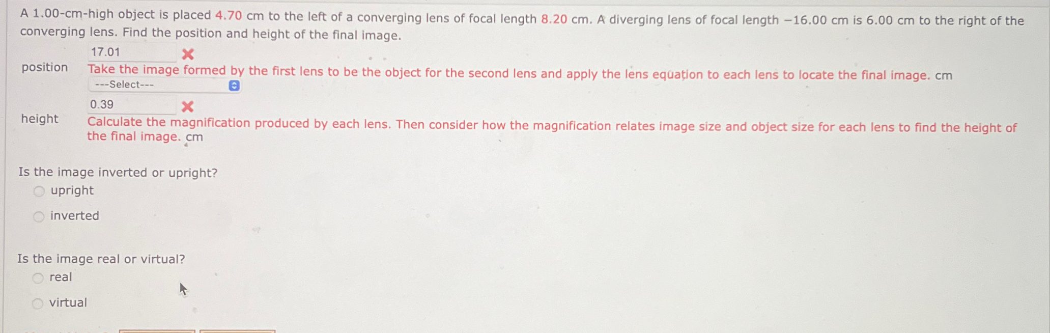Solved A 1.00-cm-high object is placed 4.70cm ﻿to the left | Chegg.com