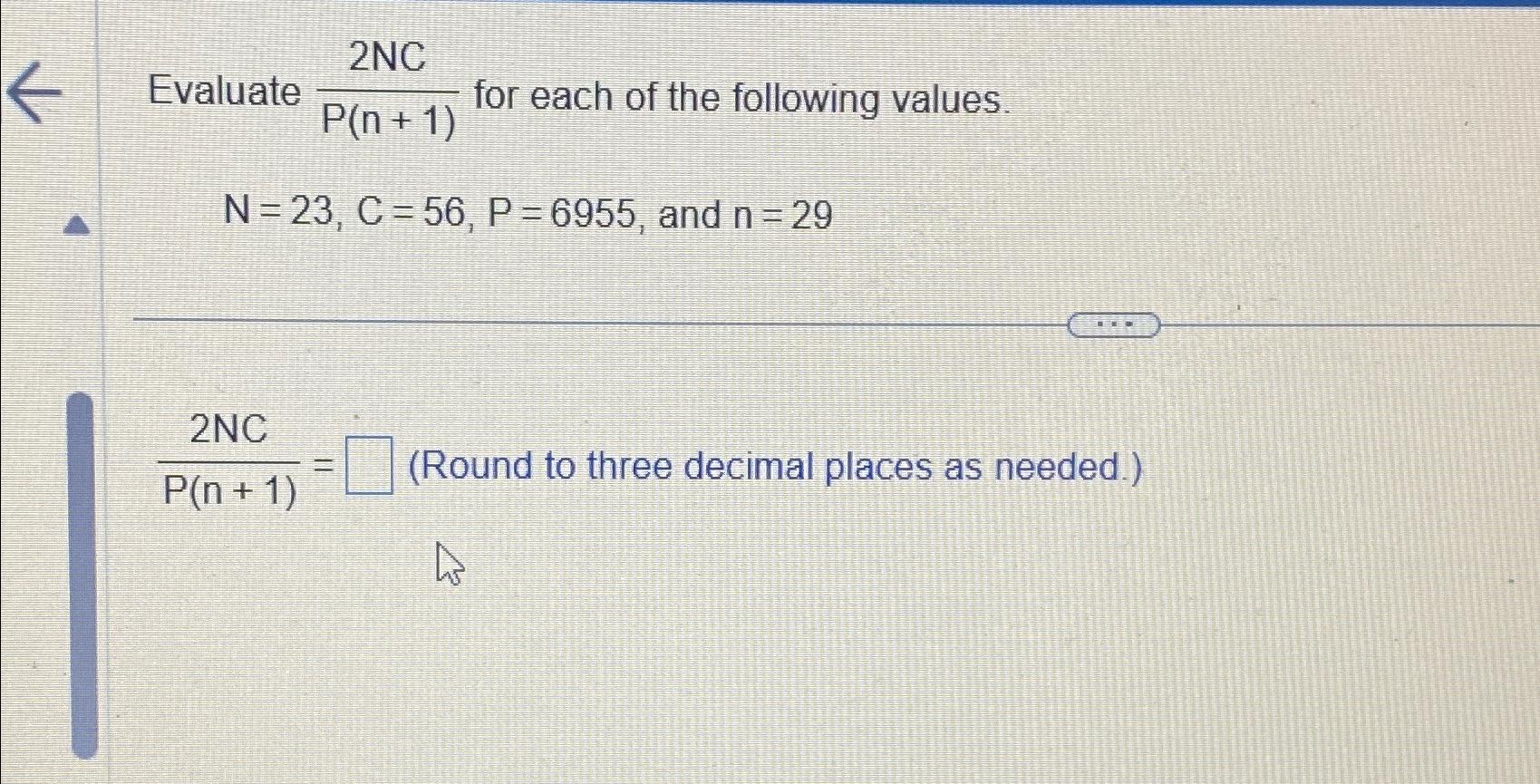 Solved Evaluate 2NCP(n+1) ﻿for each of the following | Chegg.com