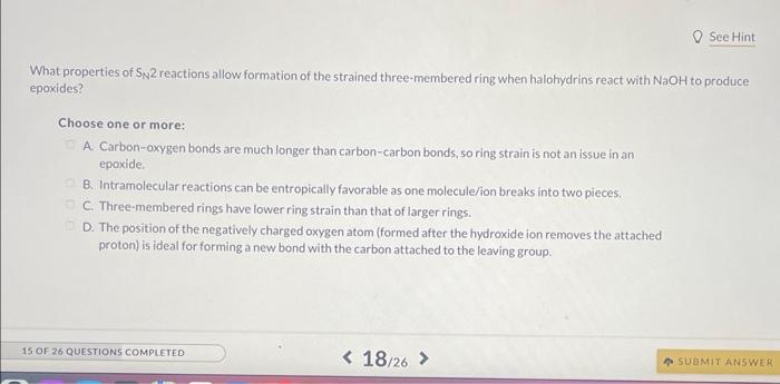 Solved What properties of SN2 reactions allow formation of | Chegg.com