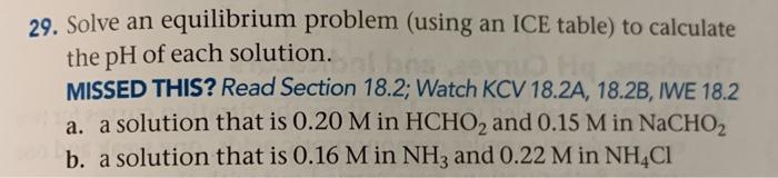 Solved 29. Solve an equilibrium problem (using an ICE table) | Chegg.com