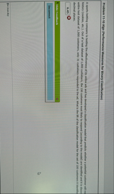 Solved Problem 11-10 ﻿Algo (Performance Measures for Binary | Chegg.com