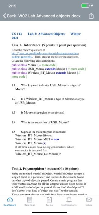 Solved 2:15 Back Wo2 Lab Advanced objects.docx CS 143 Lab 2: | Chegg.com