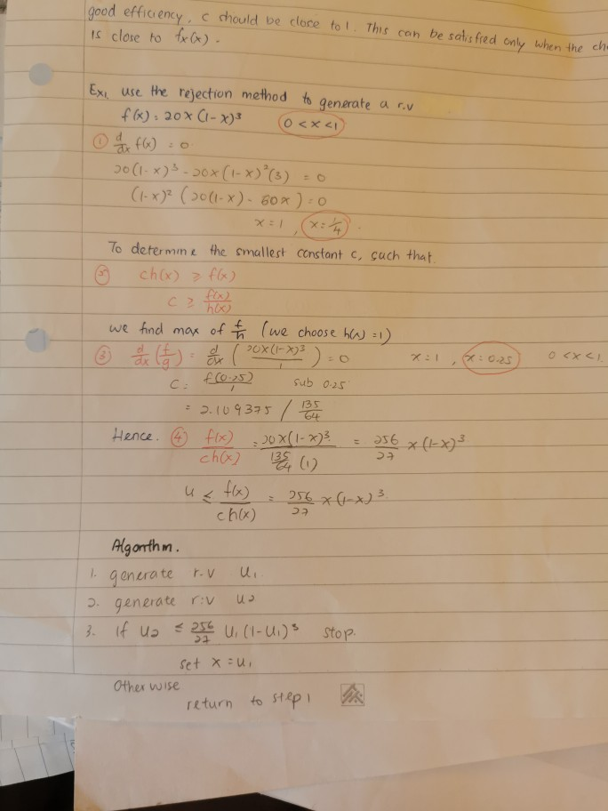 Write An Acceptance Rejection Method Algorithm To