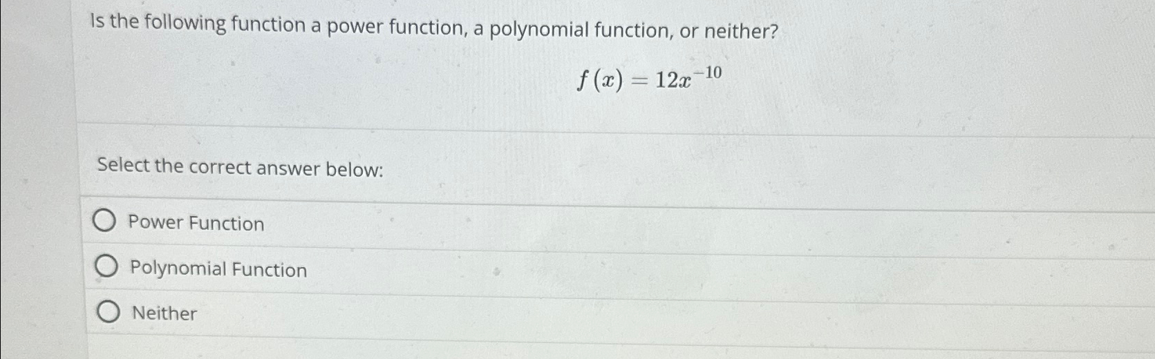 Solved Is the following function a power function, a | Chegg.com