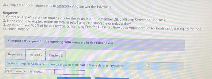 Solved Use Apple's financial statements in'Appendix A to | Chegg.com
