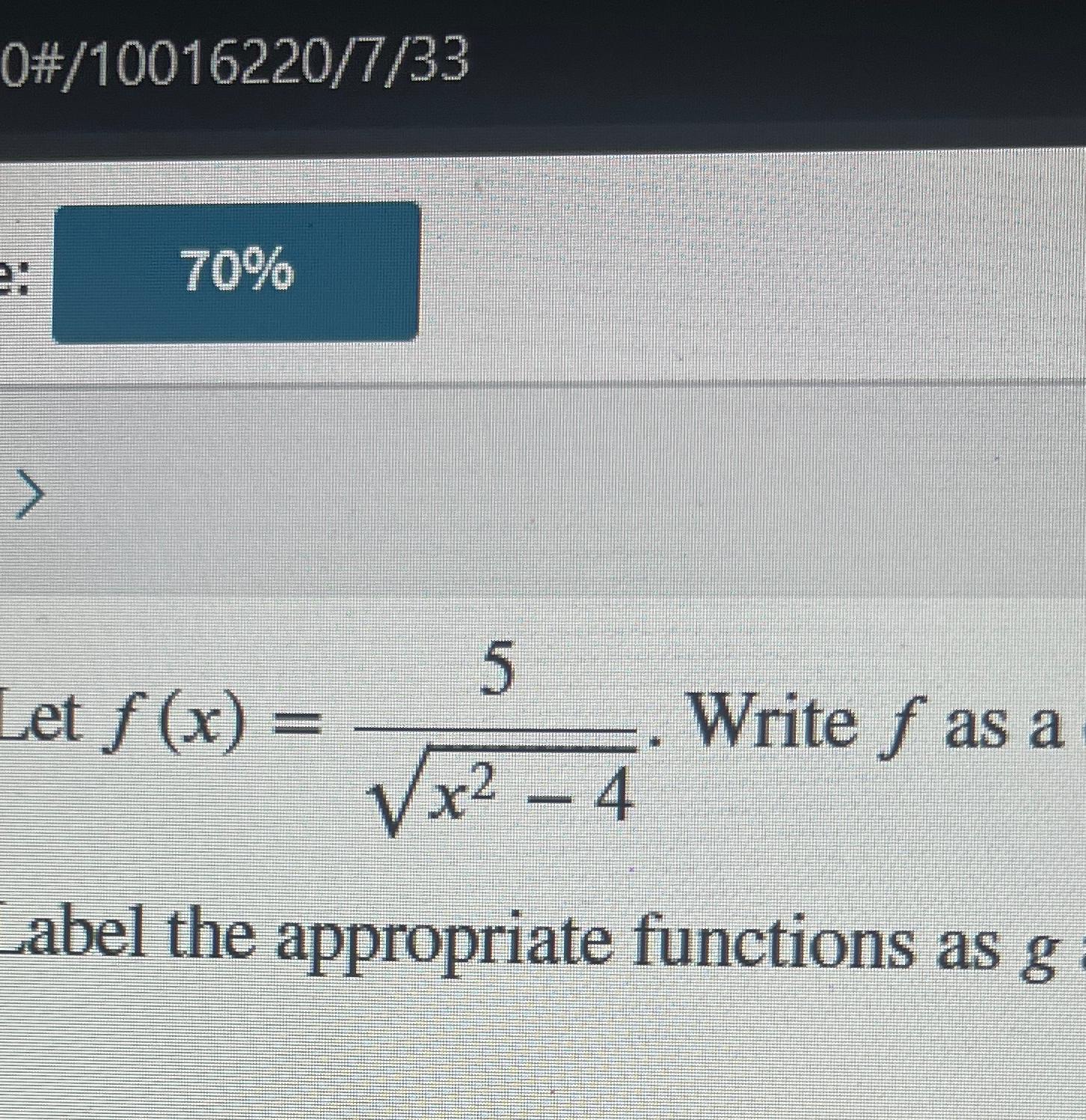 Solved 0#/10016220/7/3370%f(x)=5x2-42. ﻿Write f ﻿as a abel | Chegg.com