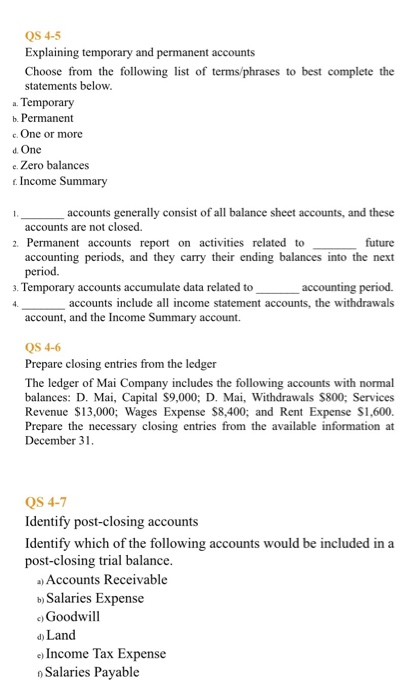 Solved OS 4-5 Explaining temporary and permanent accounts | Chegg.com