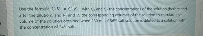 Solved Use the formula, CV, = CV2, with C and C the | Chegg.com