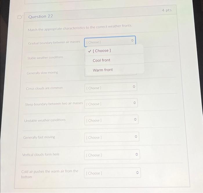 Solved Question 22 Match the appropriate characteristics to | Chegg.com
