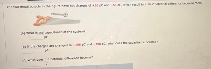Solved he two metal objects in the figure have net charges | Chegg.com