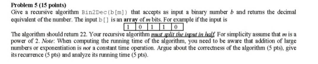 Problem 5 15 Points Give A Recursive Algorithm