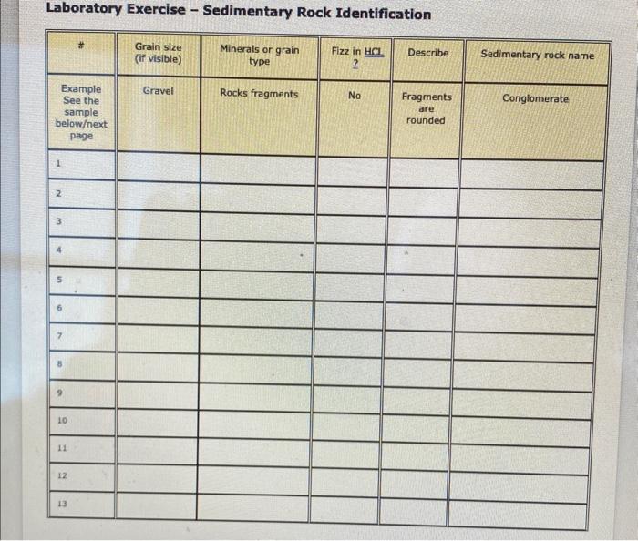 Solved Instructions for Filling in the Sedimentary Rock | Chegg.com
