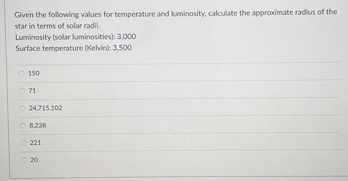 Solved Given the following values for temperature and | Chegg.com